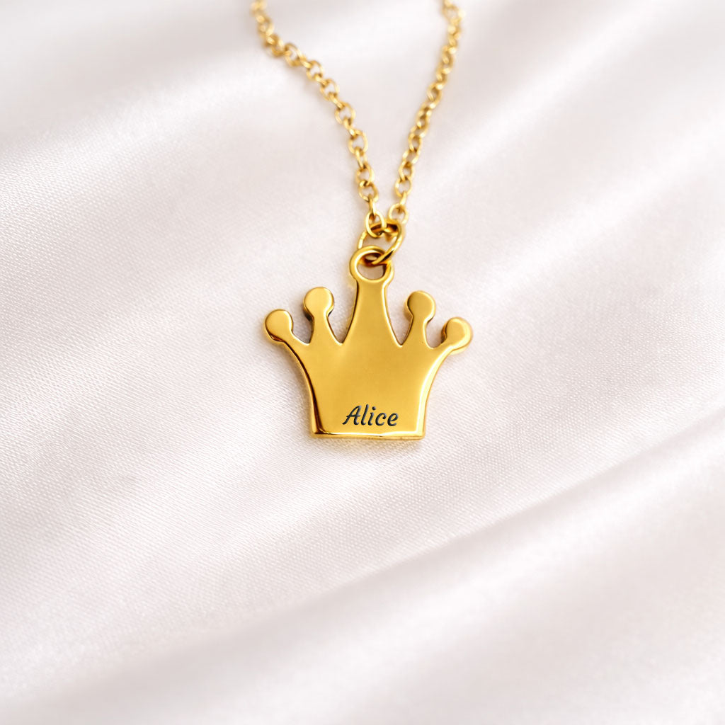 Personalized Crown Name Necklace for Girls, Custom Engraved Pendant Gi ...